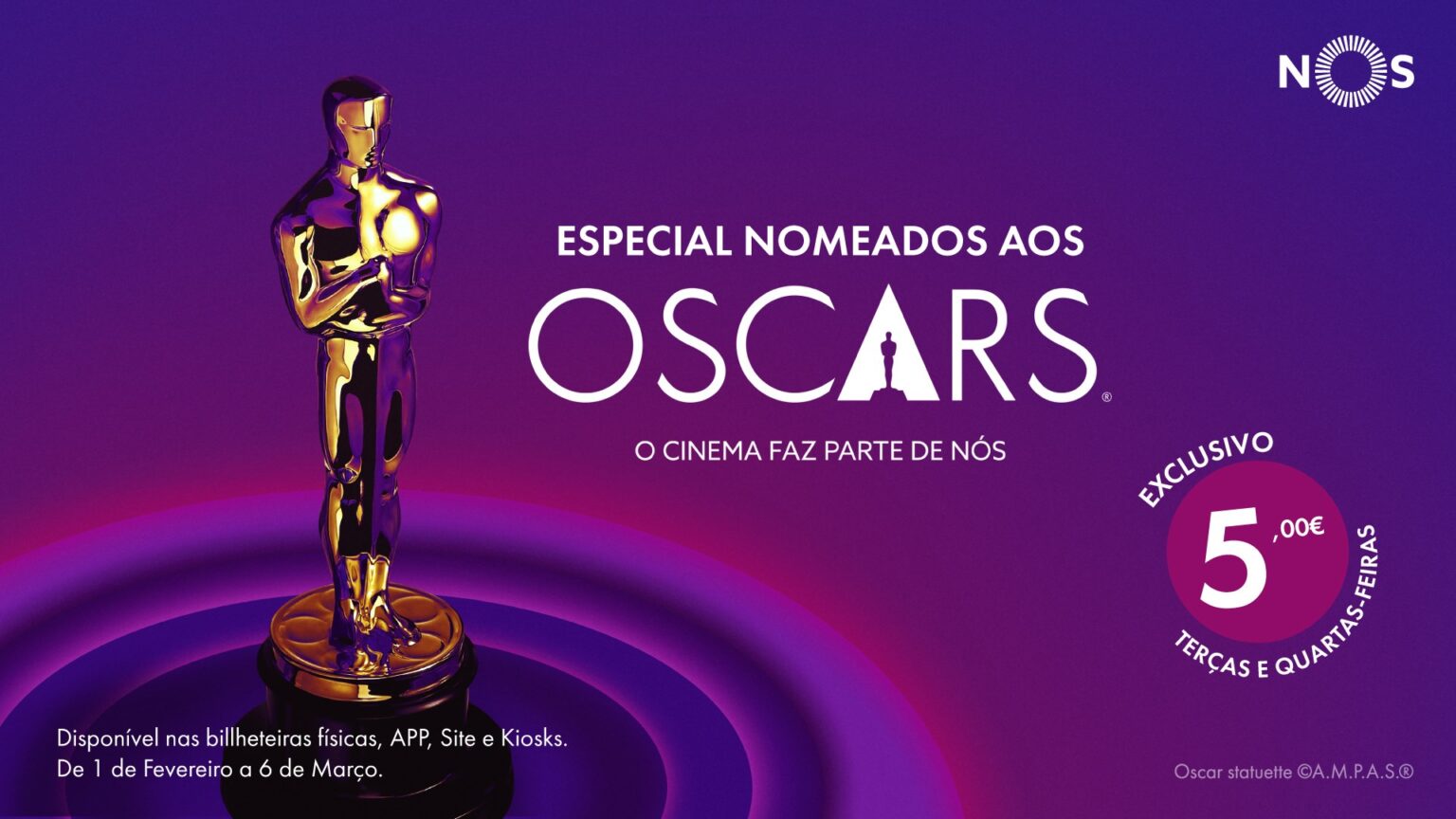 Cinemas NOS celebram os Oscars com iniciativas únicas